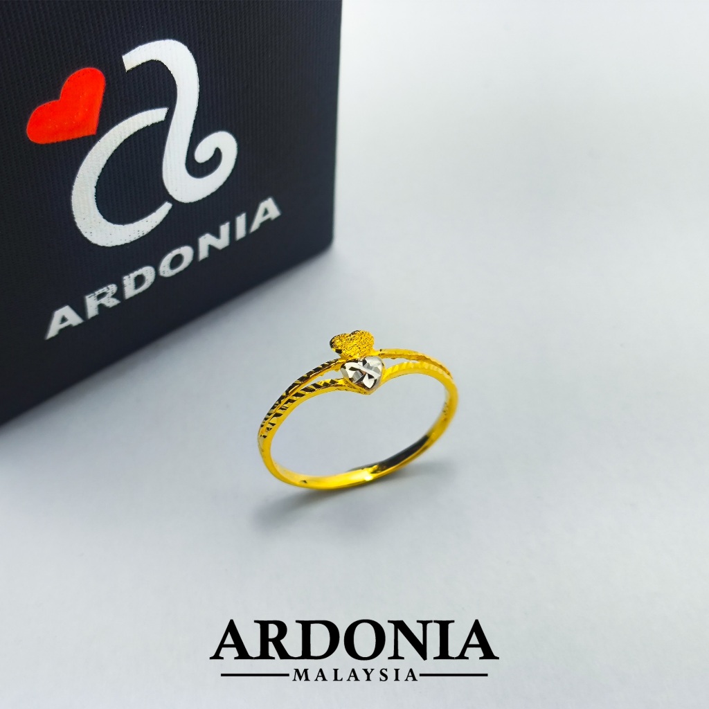 ARDONIA Cincin Band Love 2 Baris Emas 375 (9K Gold / 375 Gold) | Shopee ...