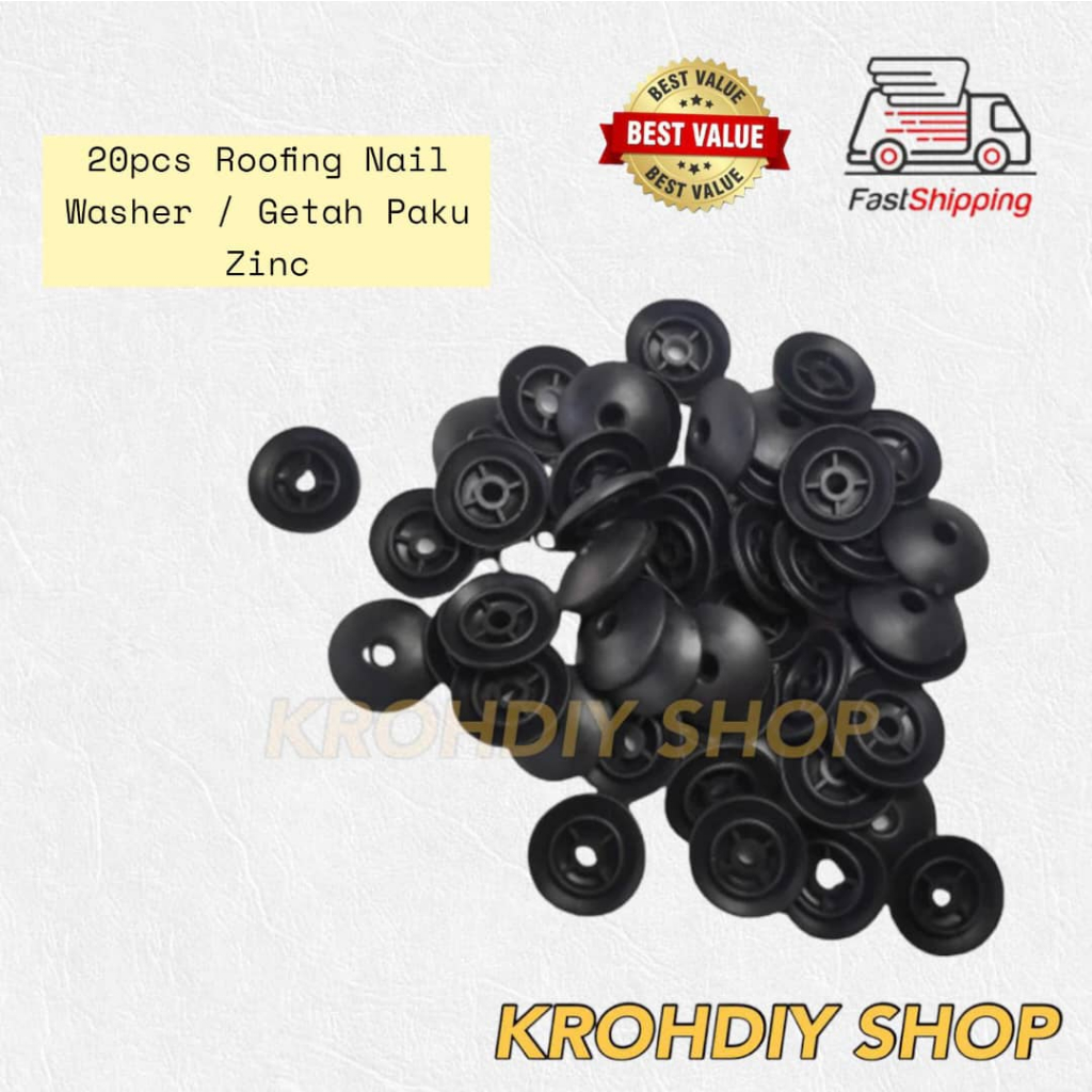 20PCS PVC Black Rubber Washer Pelapik Getah Hitam Untuk Paku Payung ...