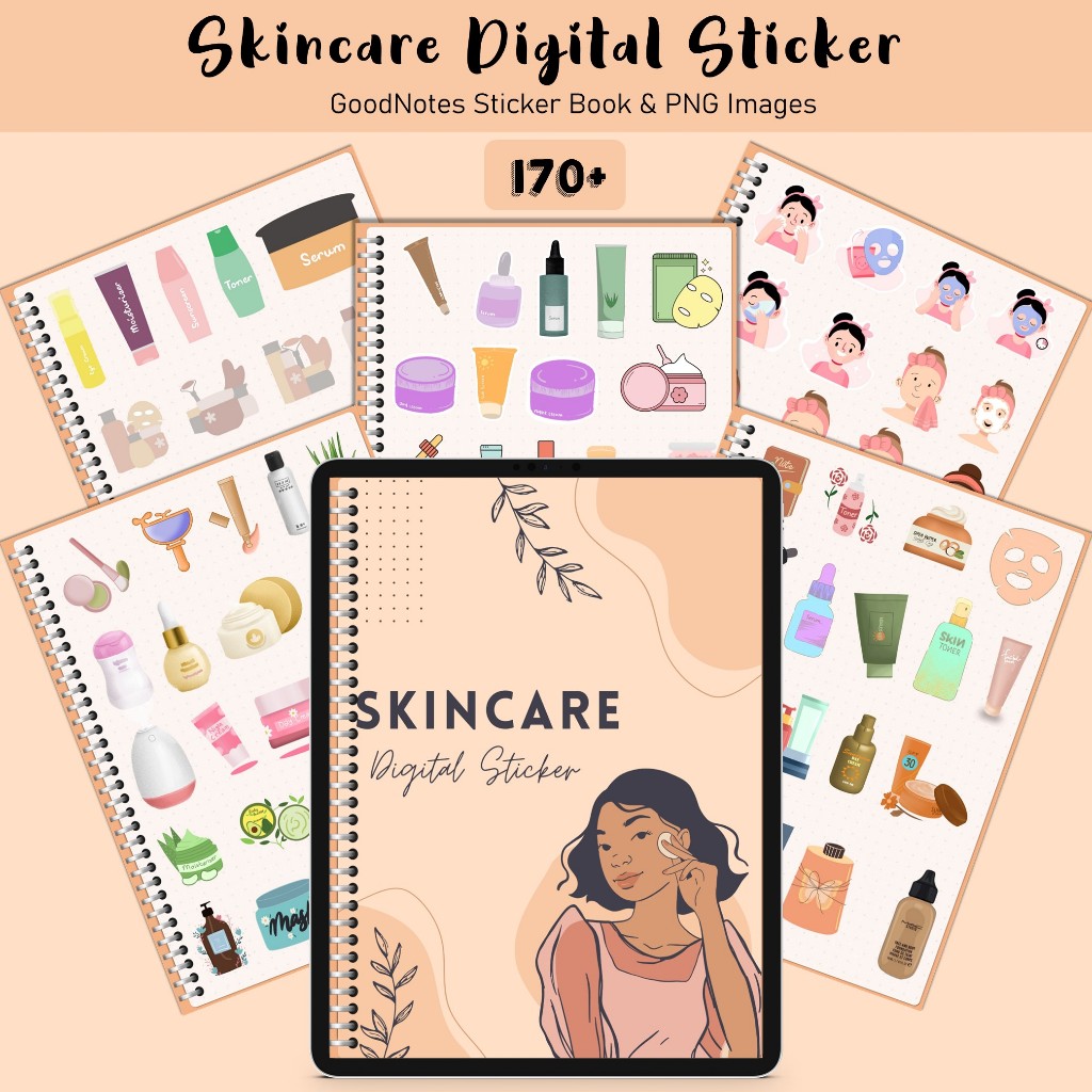 Digital Stickers Skincare for GoodNotes, Notability and Precropped PNG ...
