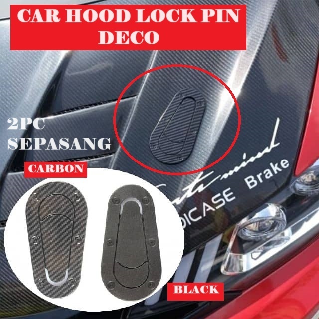 1 pair Carbon Matte Black Car Simulator Bonnet Hood Lock Accessories ...