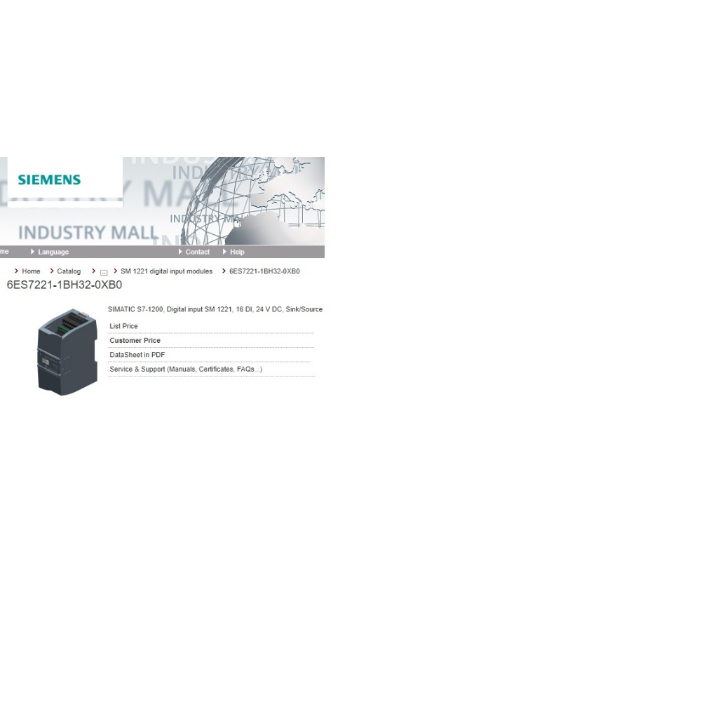 SIMATIC S7-1200, Digital input SM 1221, 16 DI, 24 V DC, Sink/Source ...