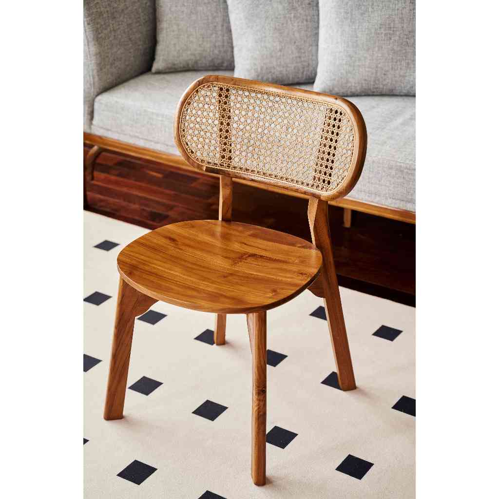 KUMO Wooden Chair single seat dining chairs study chairs teak wood jati ...