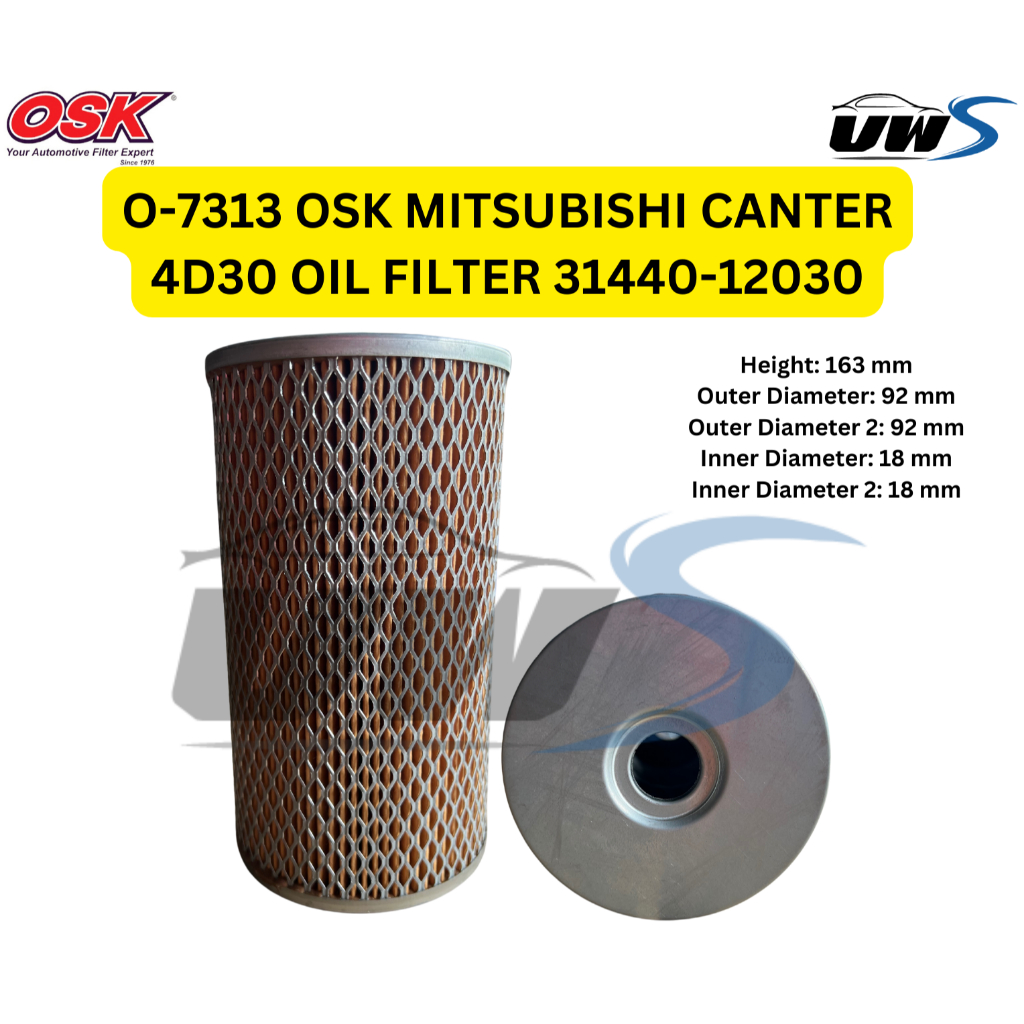 O-7313 OSK MITSUBISHI CANTER 4D30 OIL FILTER 31440-12030 | Shopee Malaysia