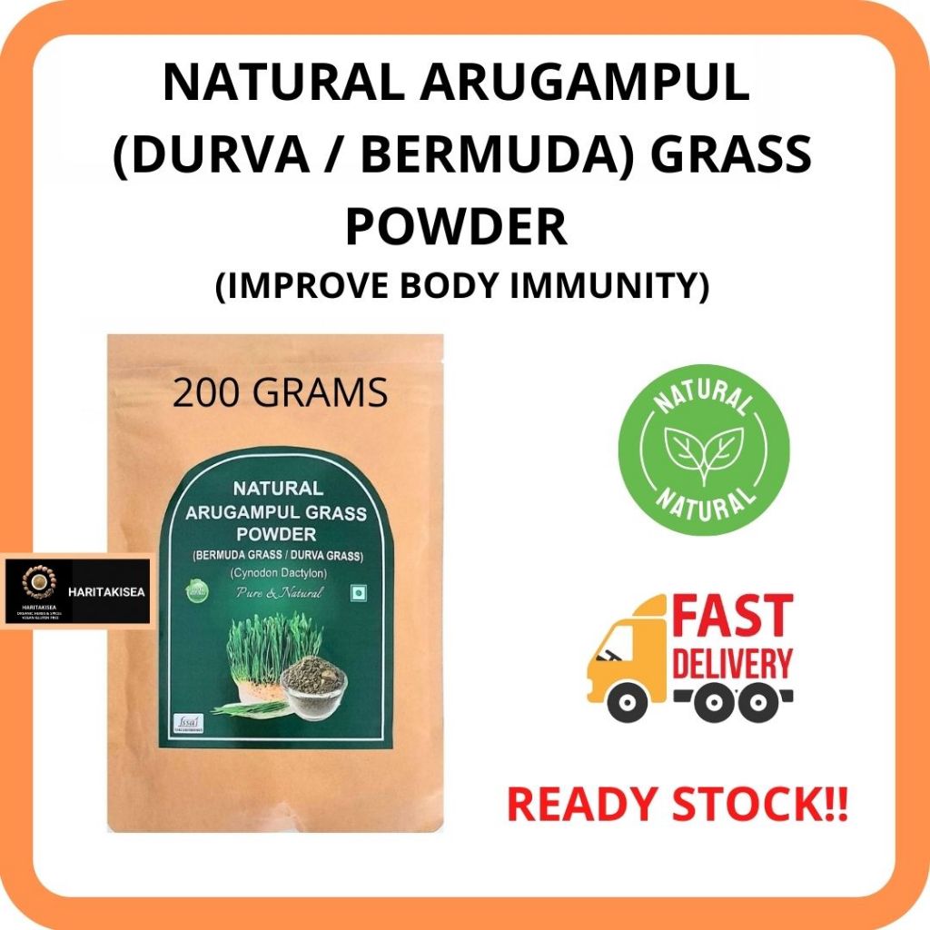 100% PURE NATURAL ARUGAMPUL GRASS POWDER 200 GMS (Doob Grass, Bermuda ...