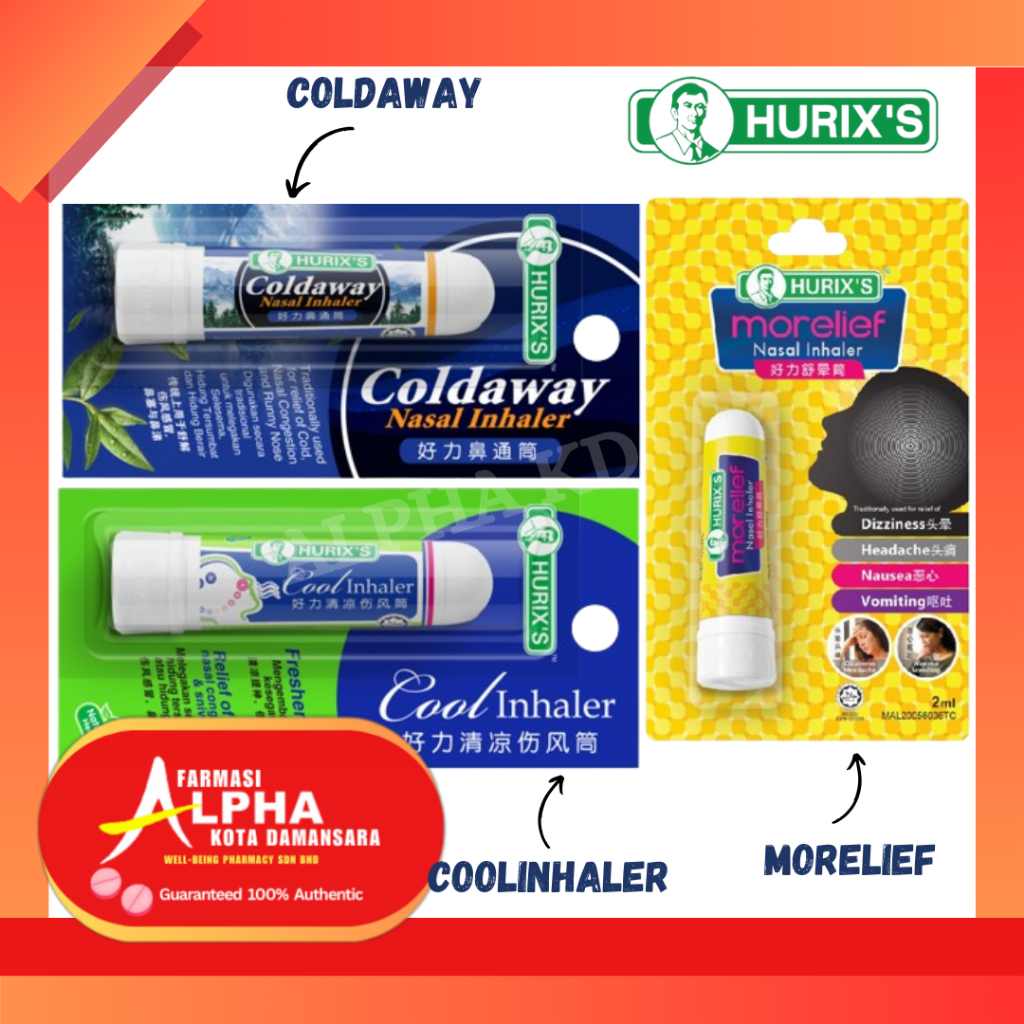 HURIX'S Nasal Inhaler 2ml ( Coldaway / Coolinhaler / Morelief ...