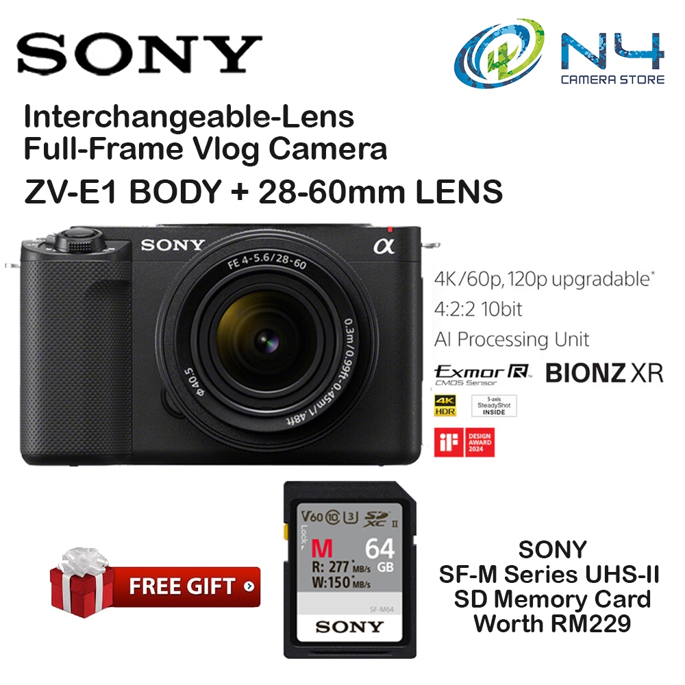 SONY ZV-E1 | Full-frame vlog camera | ALL INTERCHANGEABLE LENS CAMERAS | E1 ZVE1 ( 1+1 Year Sony ...