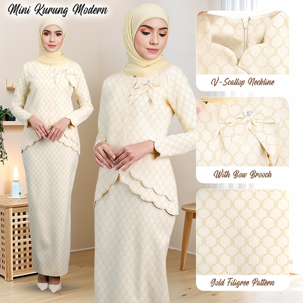 Printing Baju Kurung Moden Hitam Ruffles Pencil Kurung with Back ...