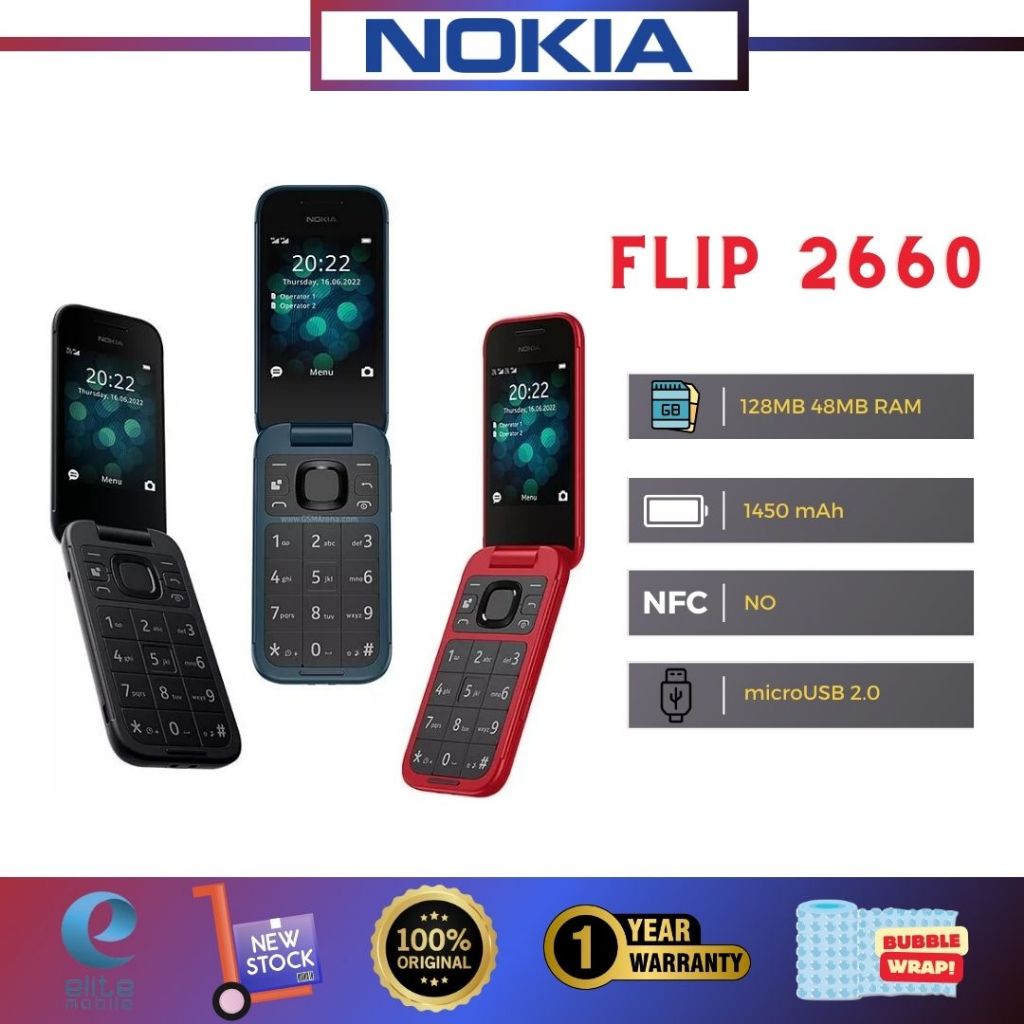 Nokia 2660 Flip Phone Dual-SIM 4G Feature Phone 128MB Storage 1450mAh 2 ...