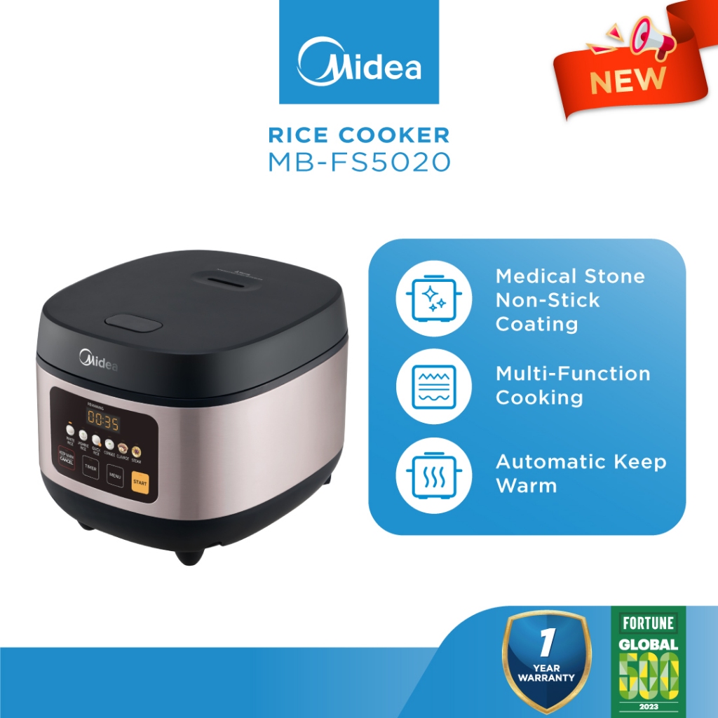 Midea MB-FS5020 1.8L Digital Rice Cooker With 6 Preprogrammed Menus ...