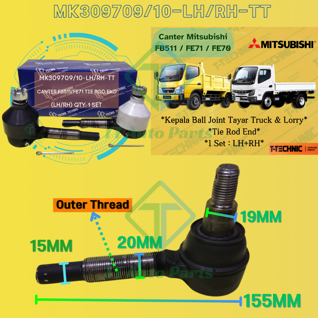 Tie Rod End / Kepala Ball Joint Tayar Kereta (1 Set = Kiri + Kanan ...