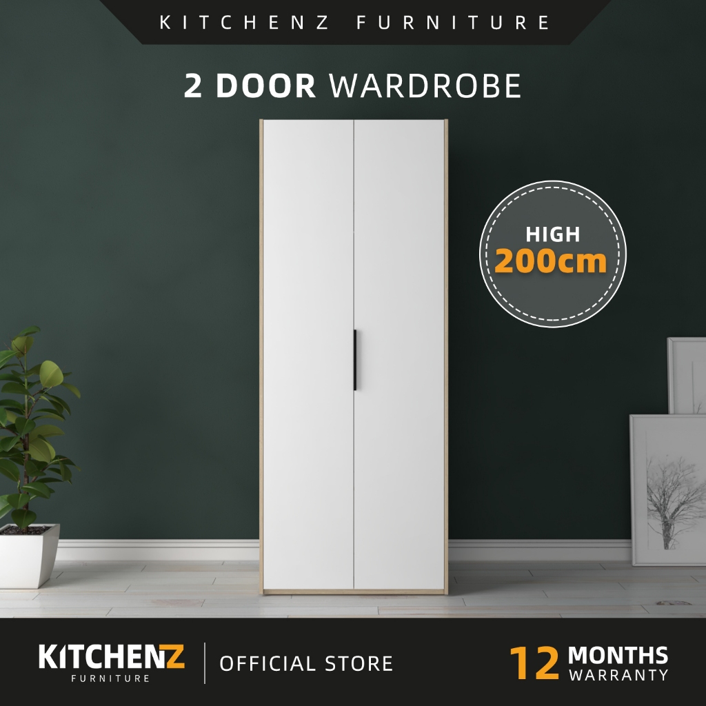 KitchenZ Sabah 2 Door Wardrobe / Almari Baju / Almari Pakaian / with Hanging Rod - HMZ-FN-WD ...
