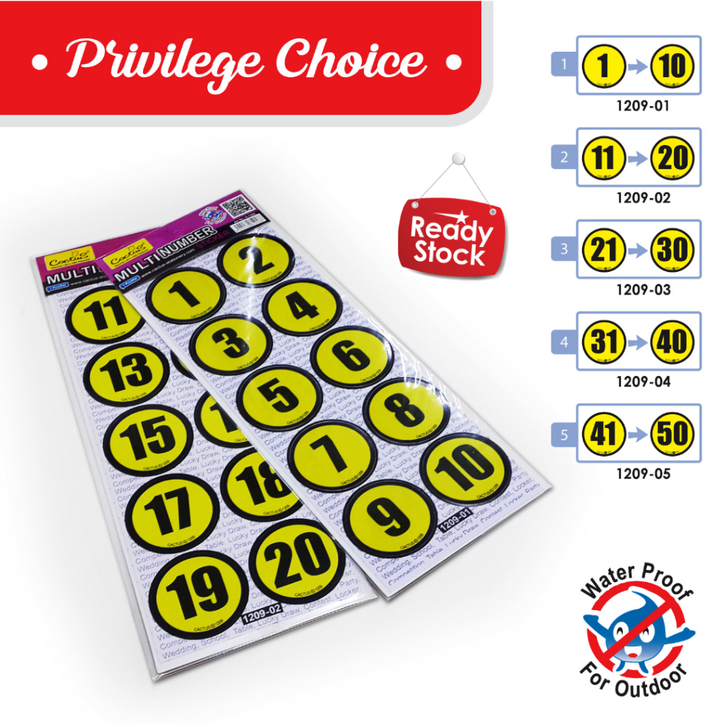 Round Numbering Sticker / Pelekat Nombor Meja / Counter Numbering ...