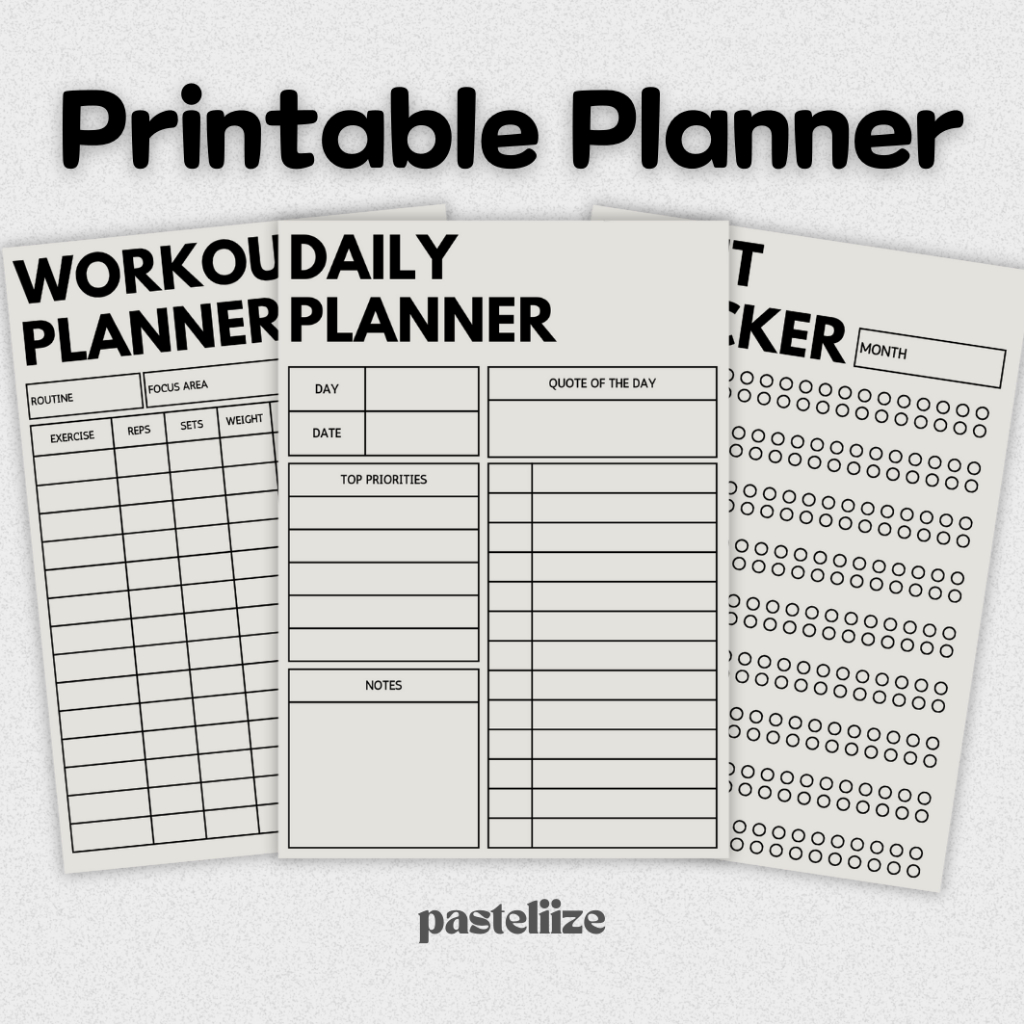 Printable Planner | Digital And Physical Use | Workout Planner | Habit ...