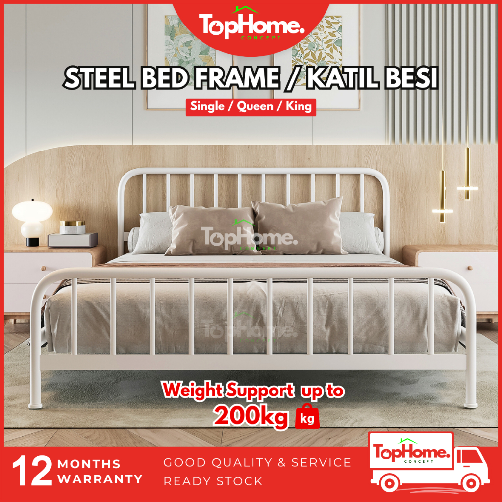 🔥READY STOCK🔥 TopHome 100% Queen / King Steel Bed / Bed Frame Metal ...