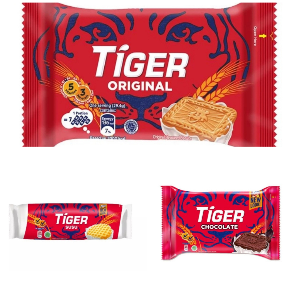 Tiger Biscuits Original / Chocolate 53.2g & Tiger Susu 75g | Shopee ...