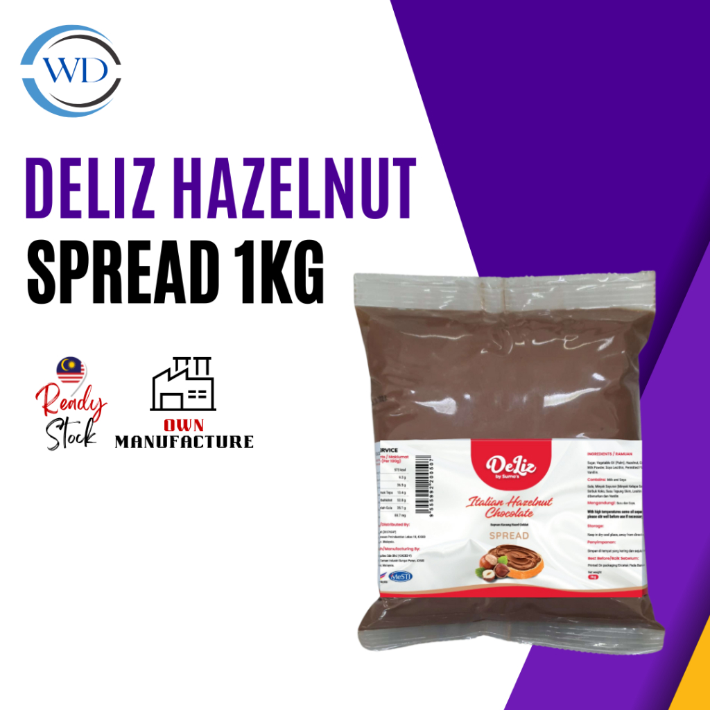Sumos- DeLiz Italian Hazelnut Chocolate Spread Food Service 1kg HALAL ...