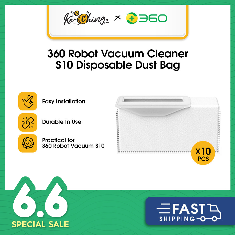 360 Robot Vacuum Cleaner S10 Main Brush/Dust Box Filter Net/Disposable Dust Bag/Bin Accessories ...