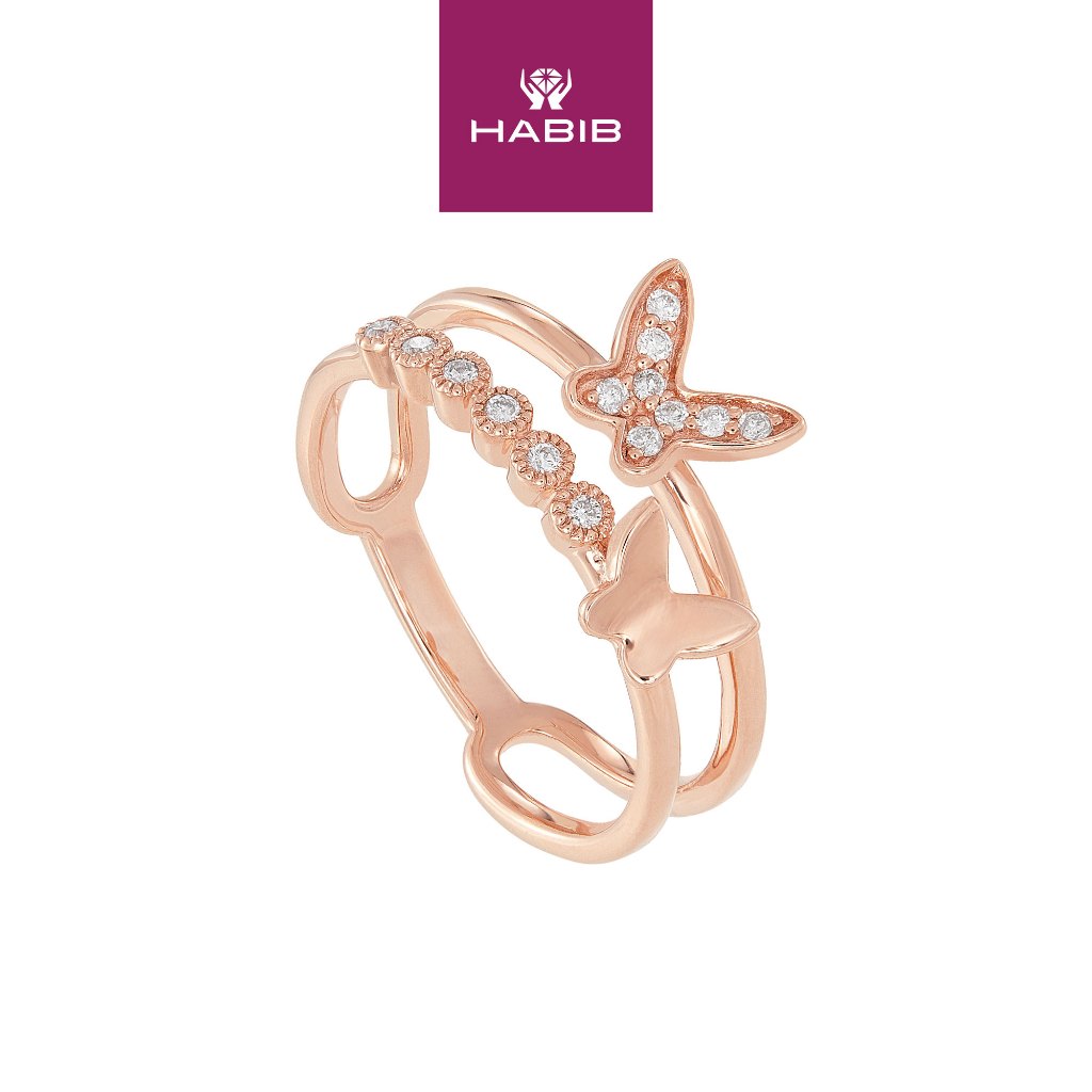 HABIB Double Row Split-shank Diamond Ring in 375/9K Rose Gold ...