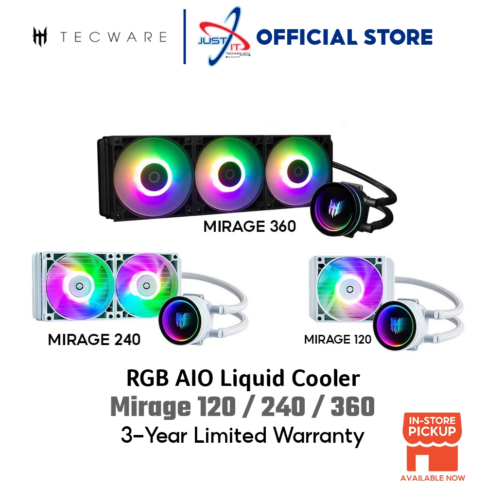 TECWARE Mirage ( 120 / 240 / 360 ) ARGB AIO Cooler - BLACK / WHITE ...