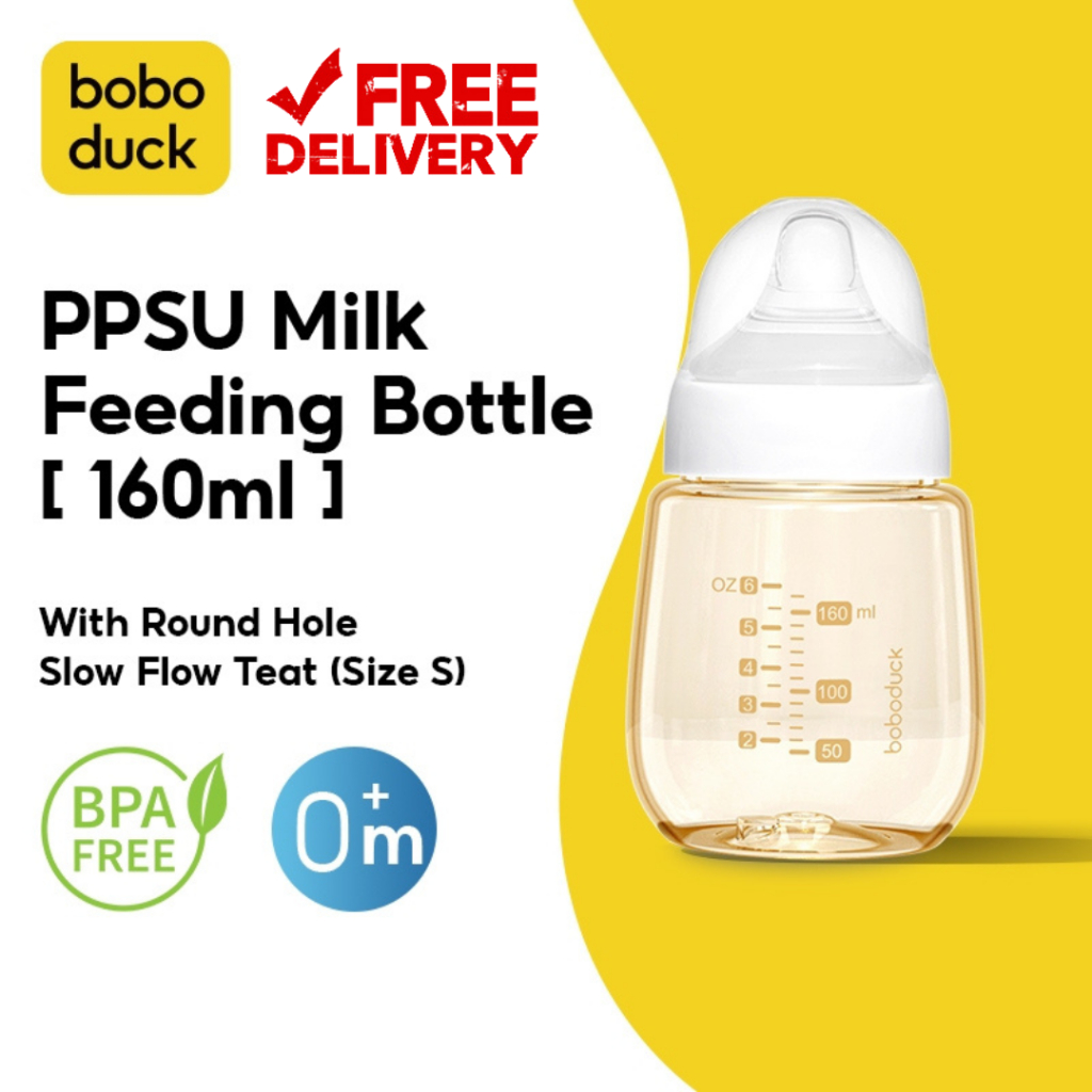 Boboduck [ 5oz/160ml ] Baby PPSU Milk Bottle Wide Neck Feeding Bottle Botol Susu (PPSU Bottle ...