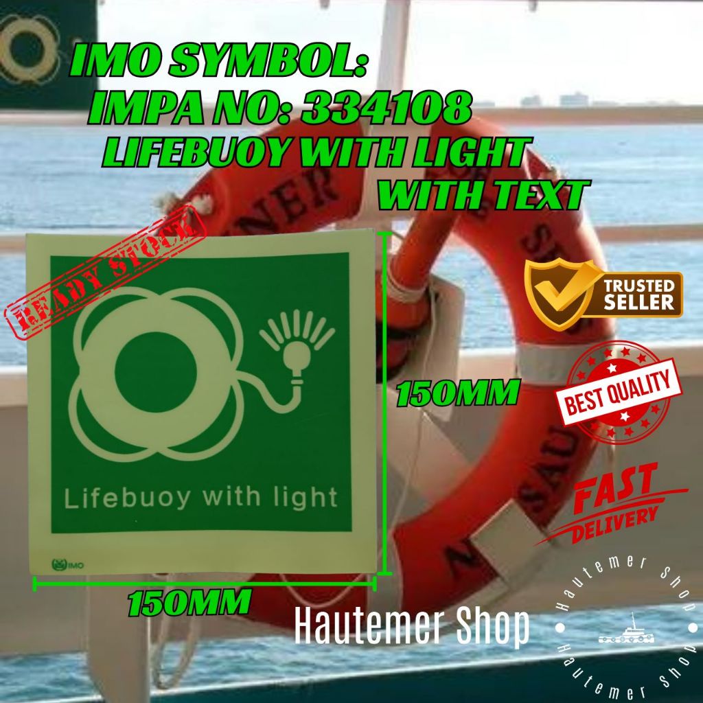 IMO SYMBOL LIFEBUOY WITH LIGHT COME WITH TEXT 150MM x 150MM | Shopee ...