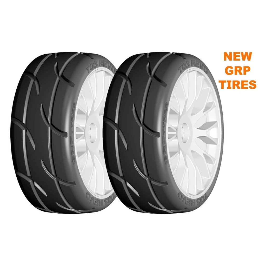 GRP RACING T03 REVO BELTED 1/8 GT TIRES PRE-MOUNTED W/20 SPOKE FLEX ...