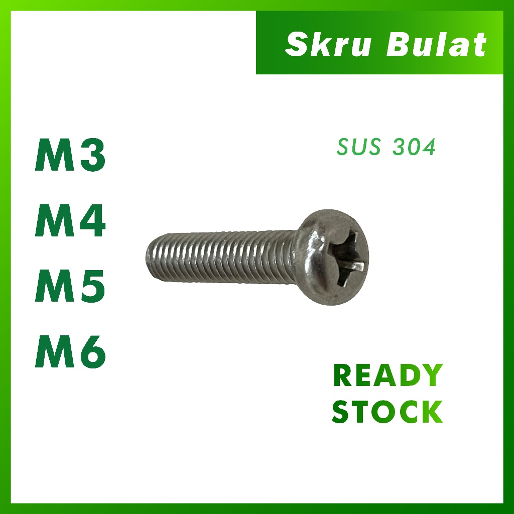 M3 M4 M5 M6 PAN HEAD MACHINE SKRU TAMBAH BULAT | Shopee Malaysia