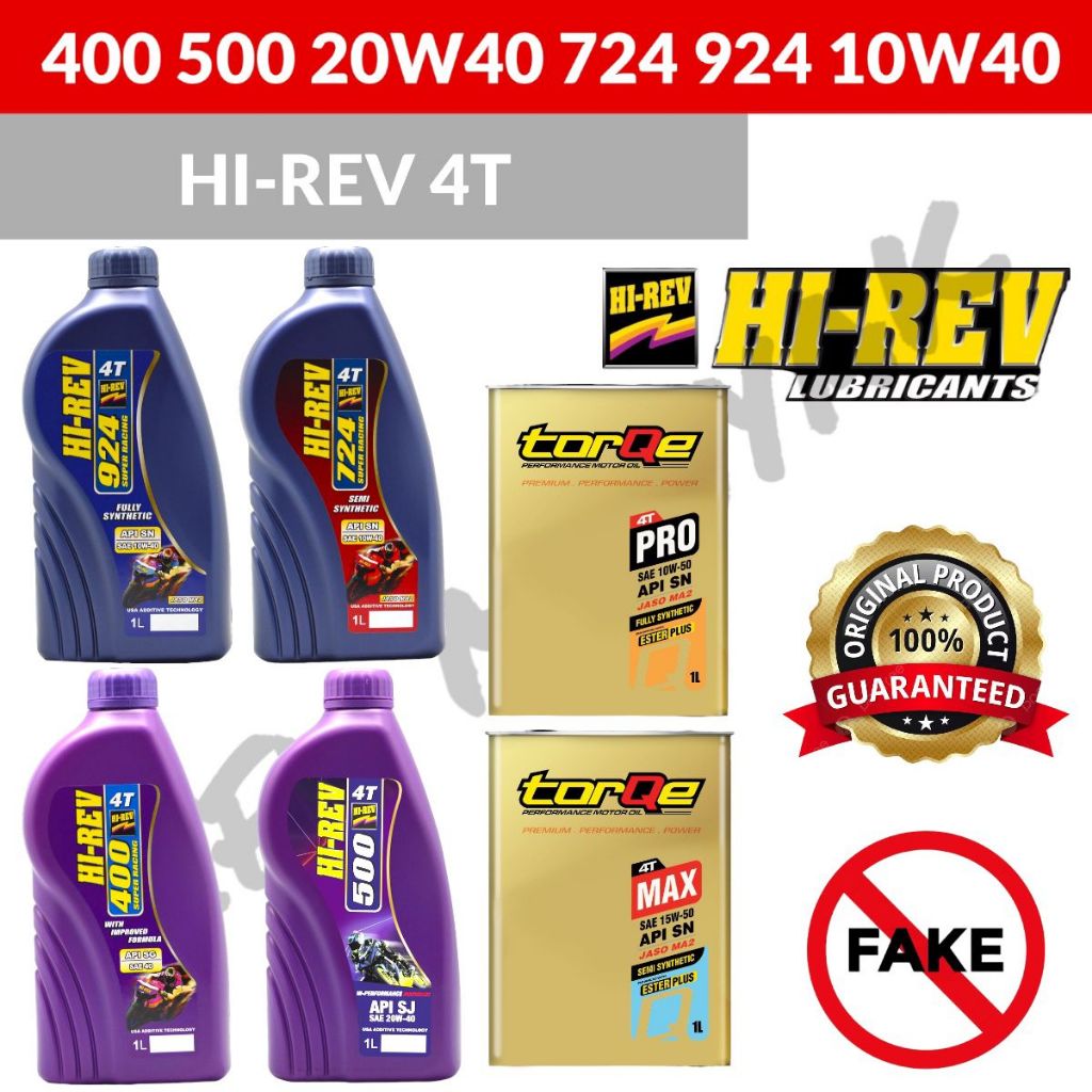 ORI HI REV 4T ENGINE OIL 400 500 20W40 MINERAL 724 10W40 SEMI 924 10W40 ...