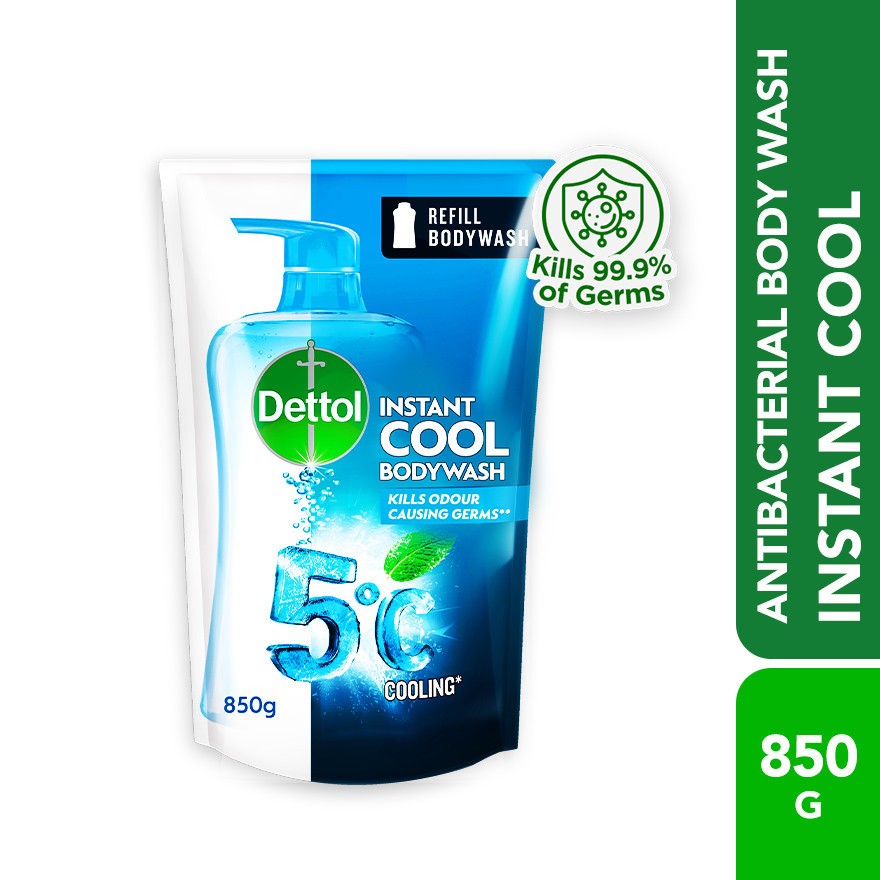 Dettol Antibacterial Shower Gel Body Wash Cool Refill Pouch 850g x1 ...