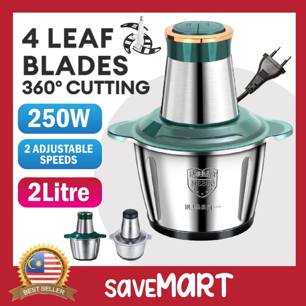 2L Stainless Steel Bowl Meat Grinder Electric Chopper Meat Slicer ...