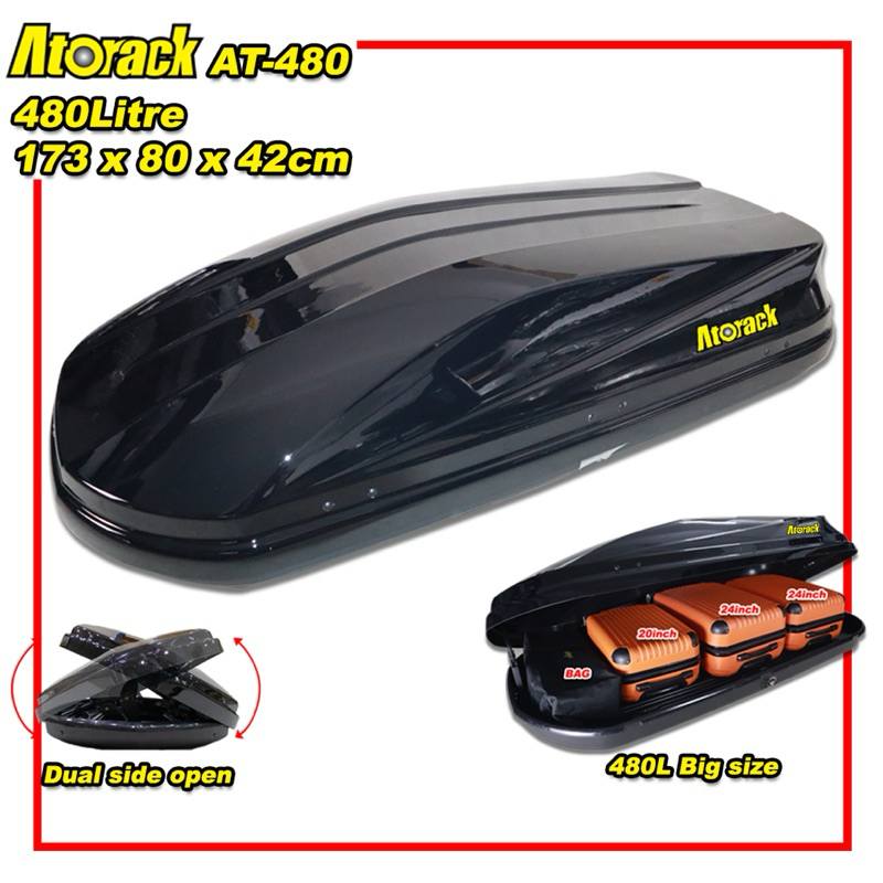 ATORACK Car Roof Box ABS Material Glossy Black Slim Compact Cargo ...