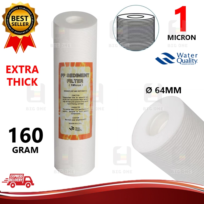 (EXTRA THICK 1 MICRON) 2 TIER 10" PP WATER FILTER REFILL WITH STRIPE ...