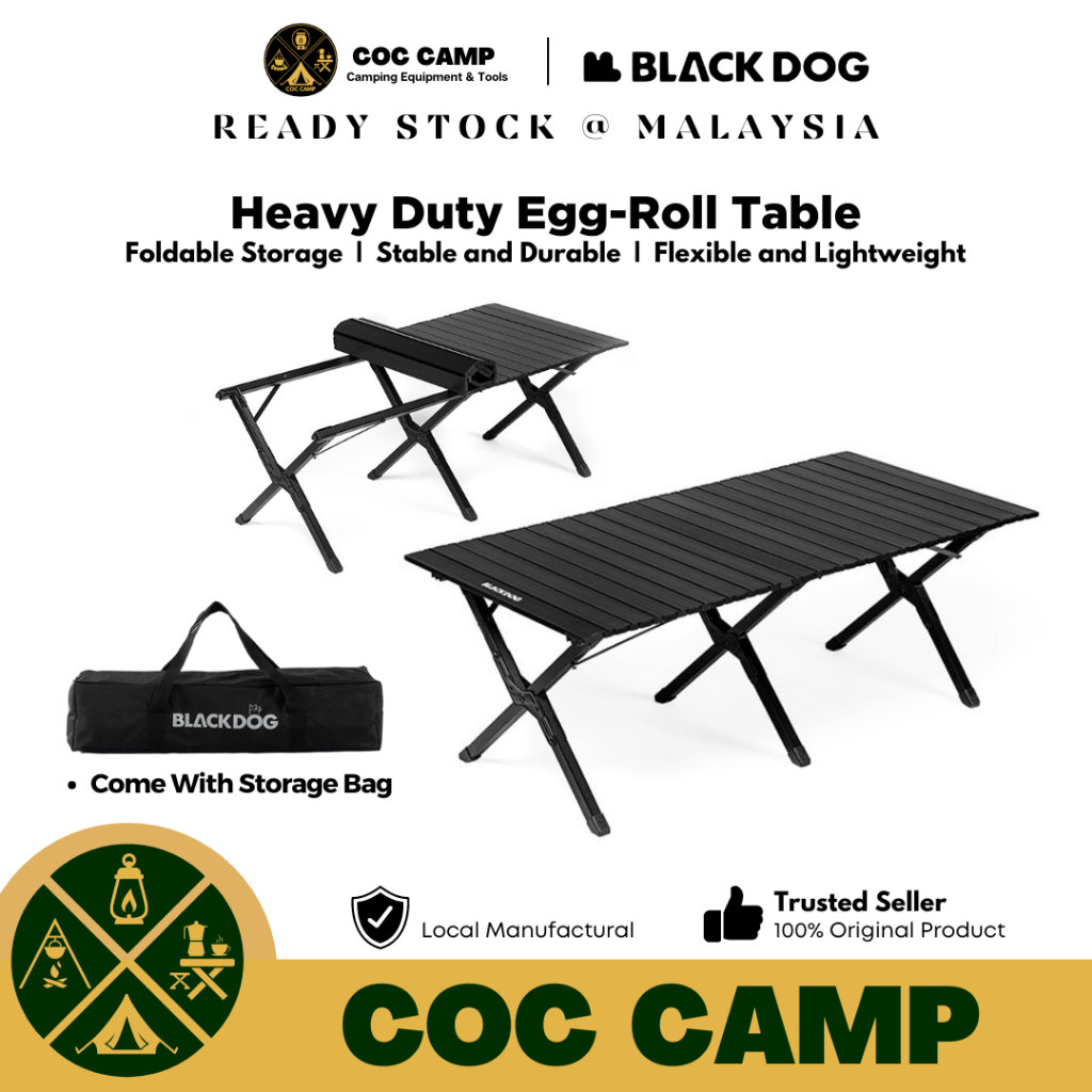 Blackdog Foldable Folding Egg Roll Table 90cm 120cm Portable Aluminium ...