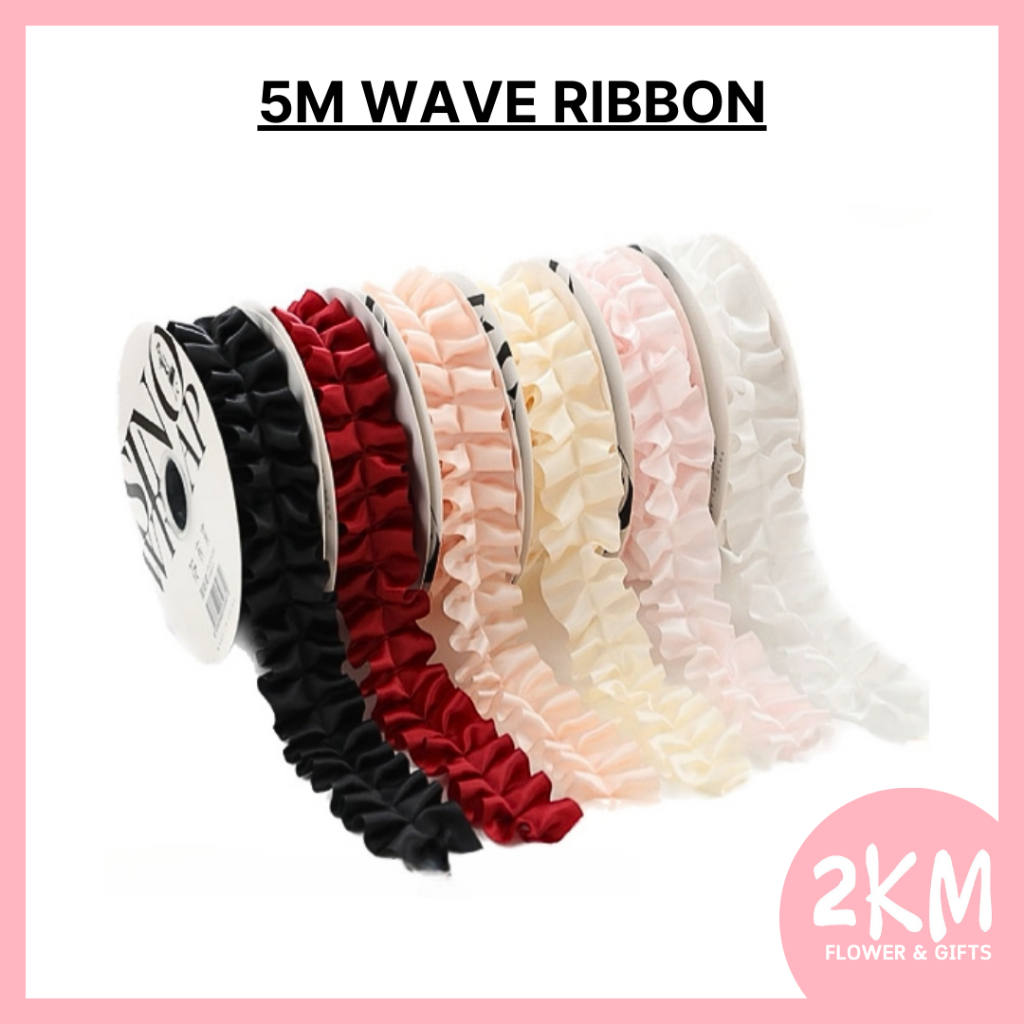 5CM WAVE Ribbon Reben Riben Gift Satin Organza Flower Bouquet Birthday ...