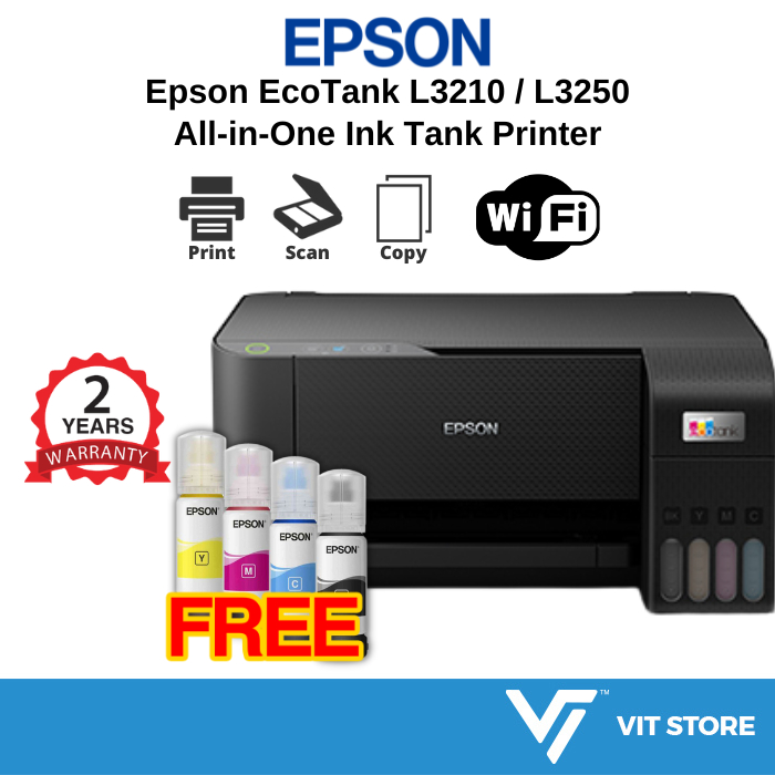 Epson EcoTank L3210 USB L3250 L3256 Wireless All-in-One Ink Tank Printer Print Copy Scan Wifi 2Y ...