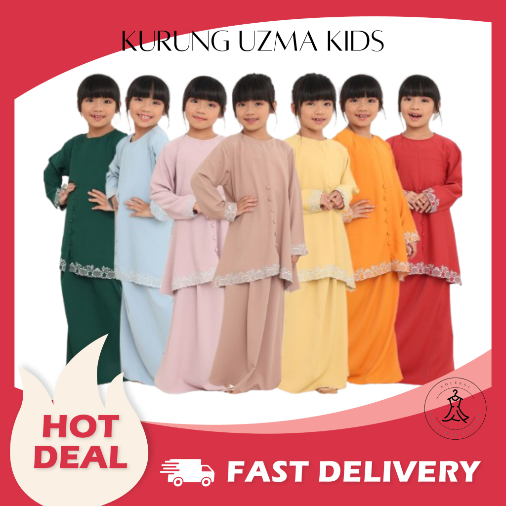 KURUNG UZMA KIDS Raya 2023 Baju Kurung Moden Budak Sedondon Ibu Anak ...