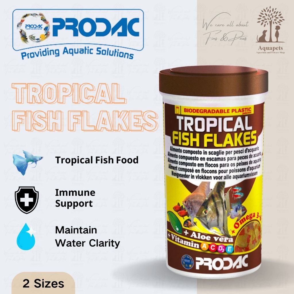 PRODAC Tropical Fish Flakes 250mL (50g) Tropical Fish Food Makana Ikan ...