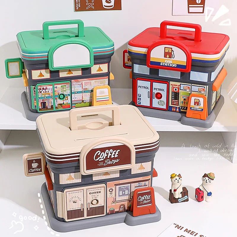 Electronic Coins Deposit Shaped Money Boxes Key Lock Security Portable ...