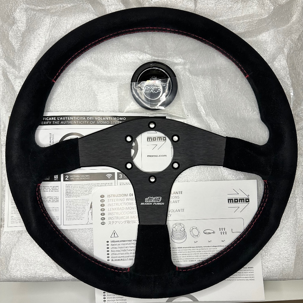 Original MUGEN Racing 3 x MOMO Steering Wheel 350mm (Black Suede/ Red Stitching) | Shopee Malaysia