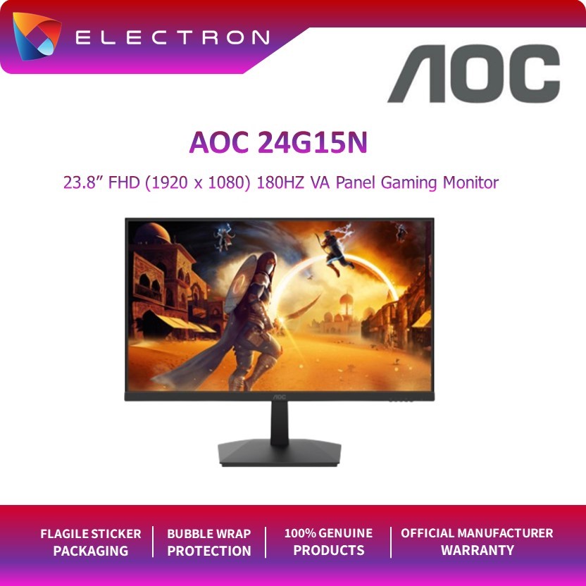 AOC 24G15N 23.8" FHD 180Hz Gaming Monitor ( HDMI, DP, 3 Yrs Warranty ...