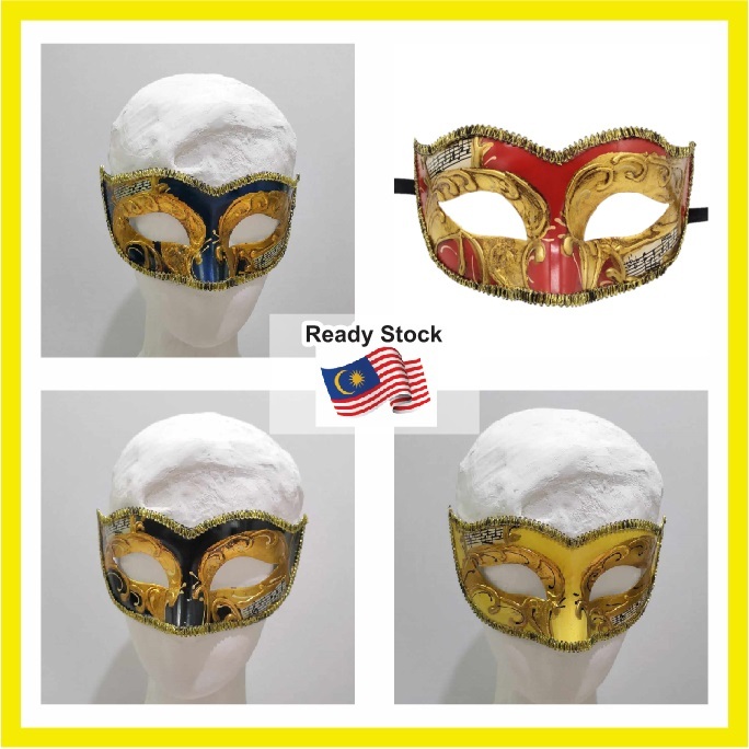 ⚡READY STOCK⚡ Masquerade Mask Men Gold Glitter Party Mask Masquerade ...