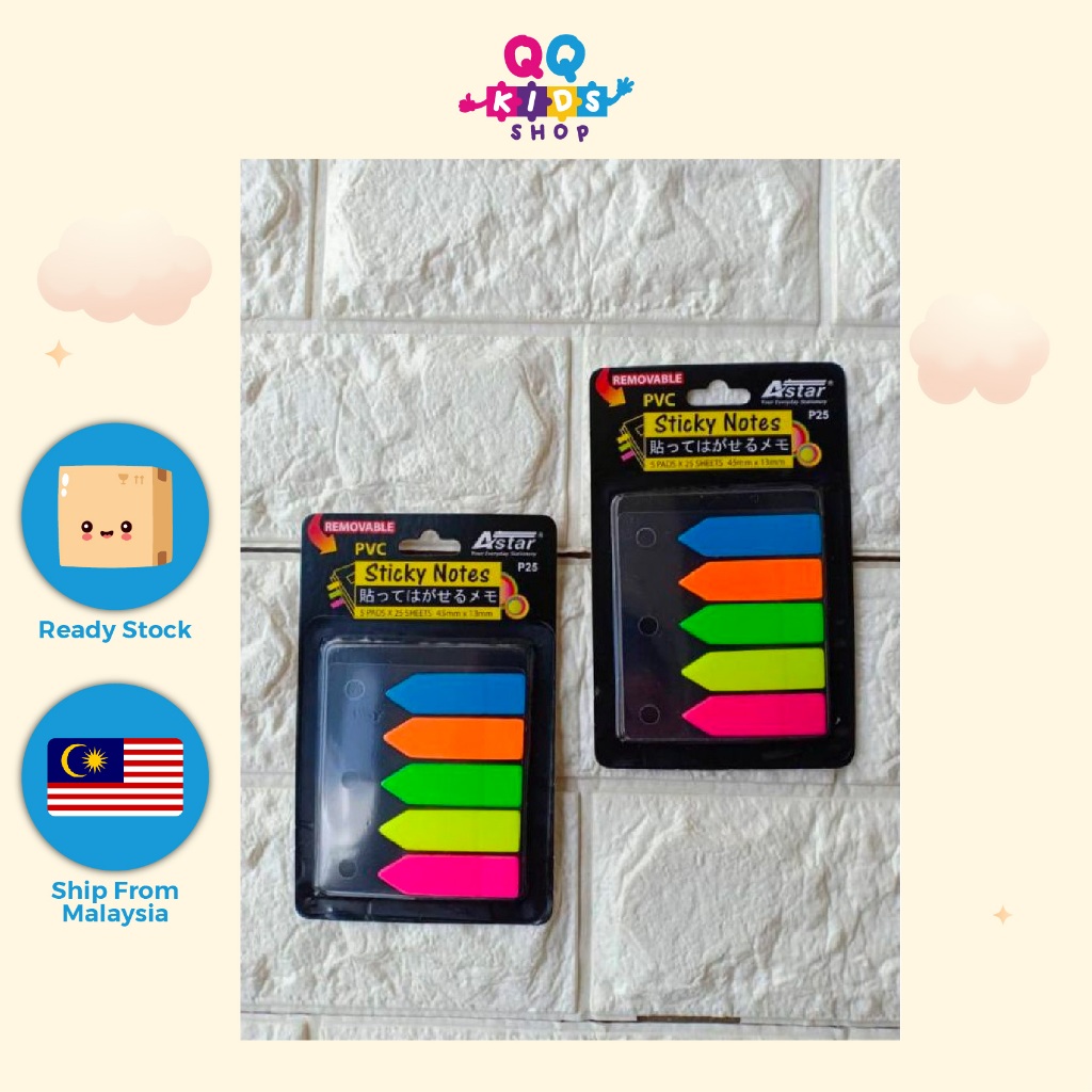 Astar Pvc Sticky Notes 45Mm X 13Mm P25 Memo Pad 便利贴 | Shopee Malaysia