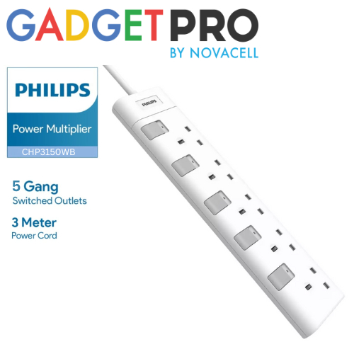 Philips Power Multiplier 5 Way Extension Socket Outlet (CHP3150WB) 3Meter | Shopee Malaysia
