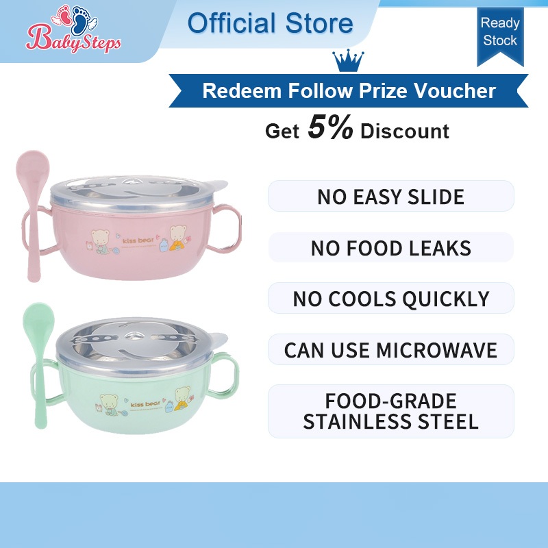BABYSTEPS Bowl Mangkuk Baby Stainless Steel Bowl Bekas Makanan Baby ...