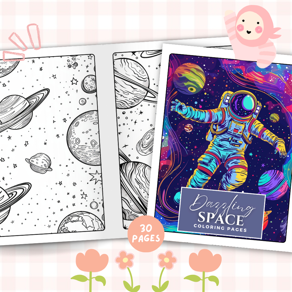 [Kertas Mewarna] Dazzling Space Coloring Pages, 30 Pages Coloring Paper ...