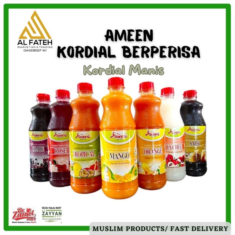 Ameen Kordial Berperisa 840ml , kordial manis perisa jagung, oren ...
