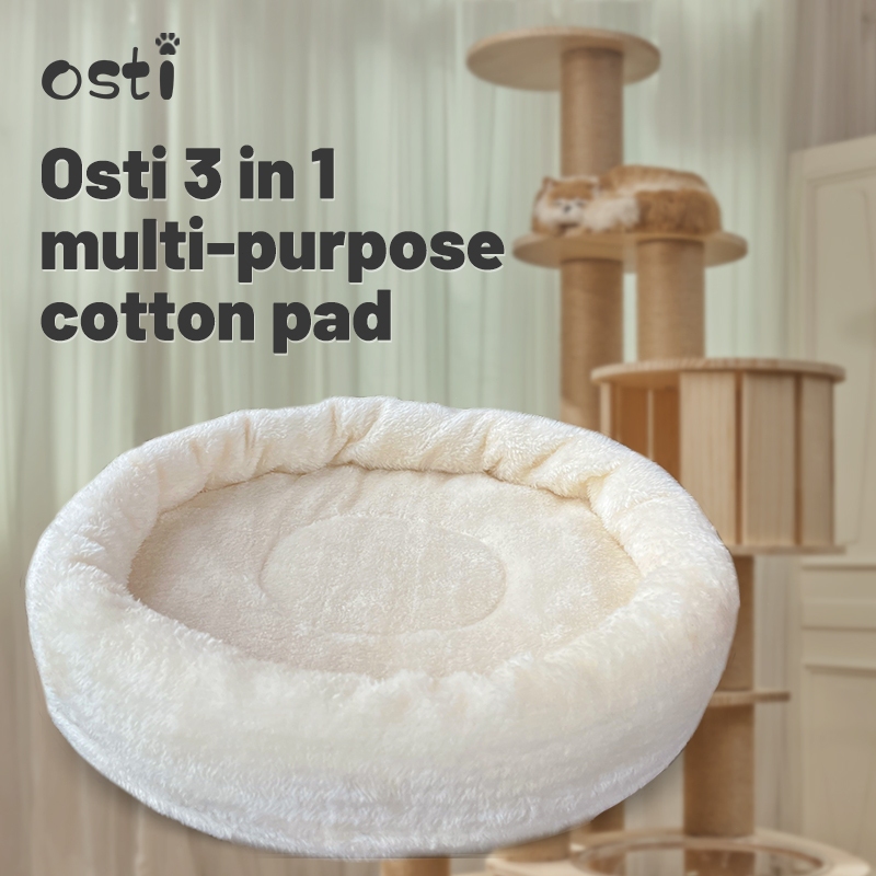 Osti Dismountable Round Coral Fleece Cat Perch Pad for Cat Trees, Soft ...
