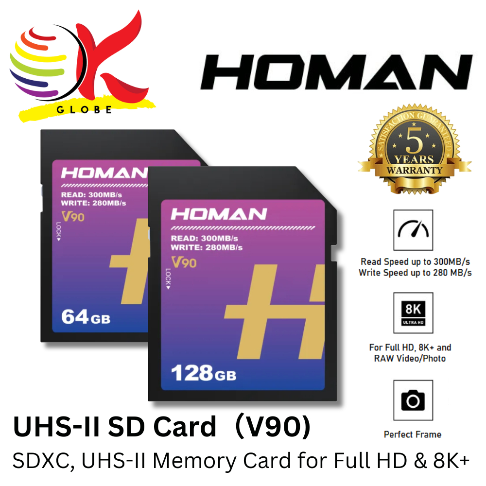 HOMAN SDXC UHS-II SD CARD V90 MEMORY CARD FOR FULL HD, 8K+ AND RAW ...