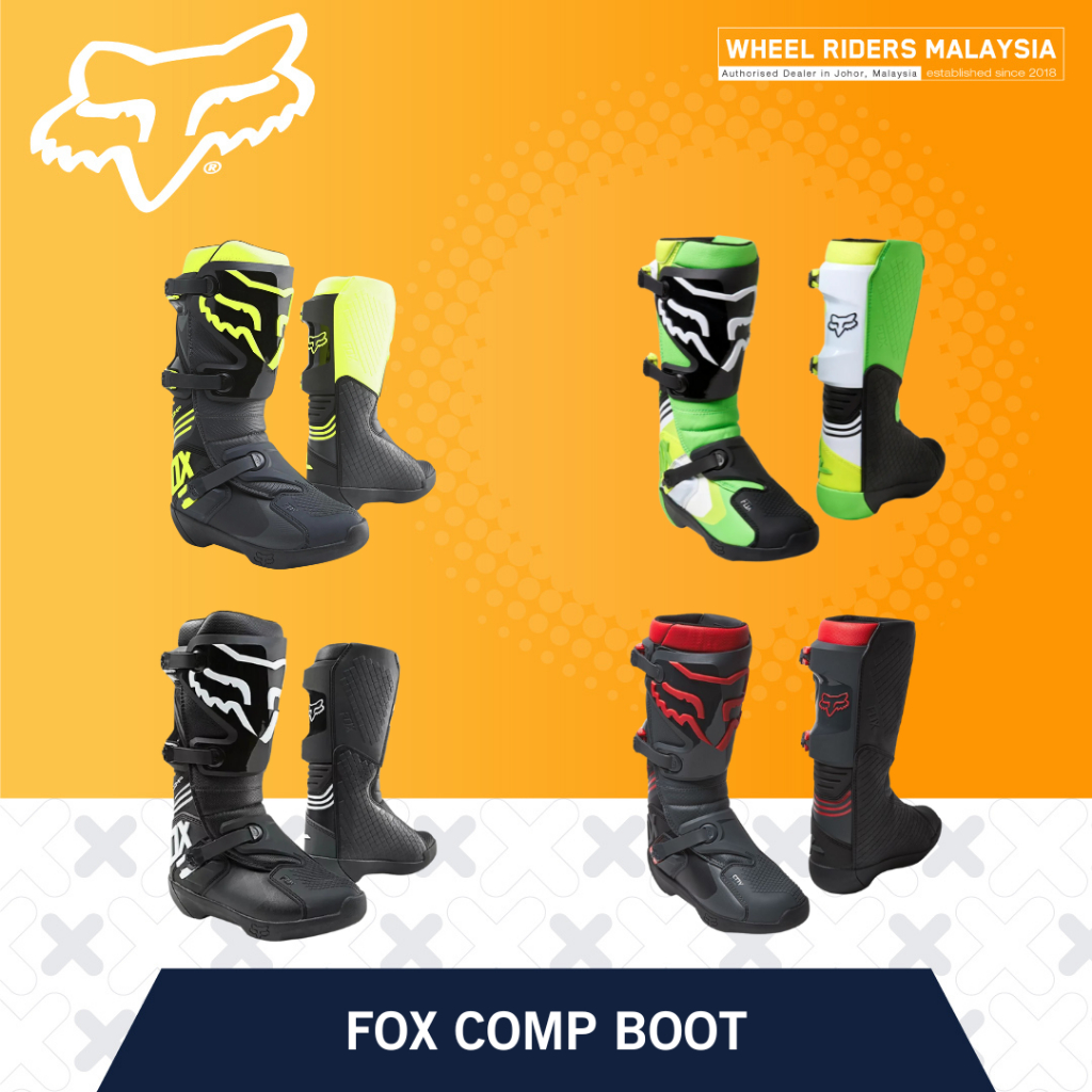 Fox Comp Boot Motocross Motorcycle Enduro Boot -Black/ Black Red ...