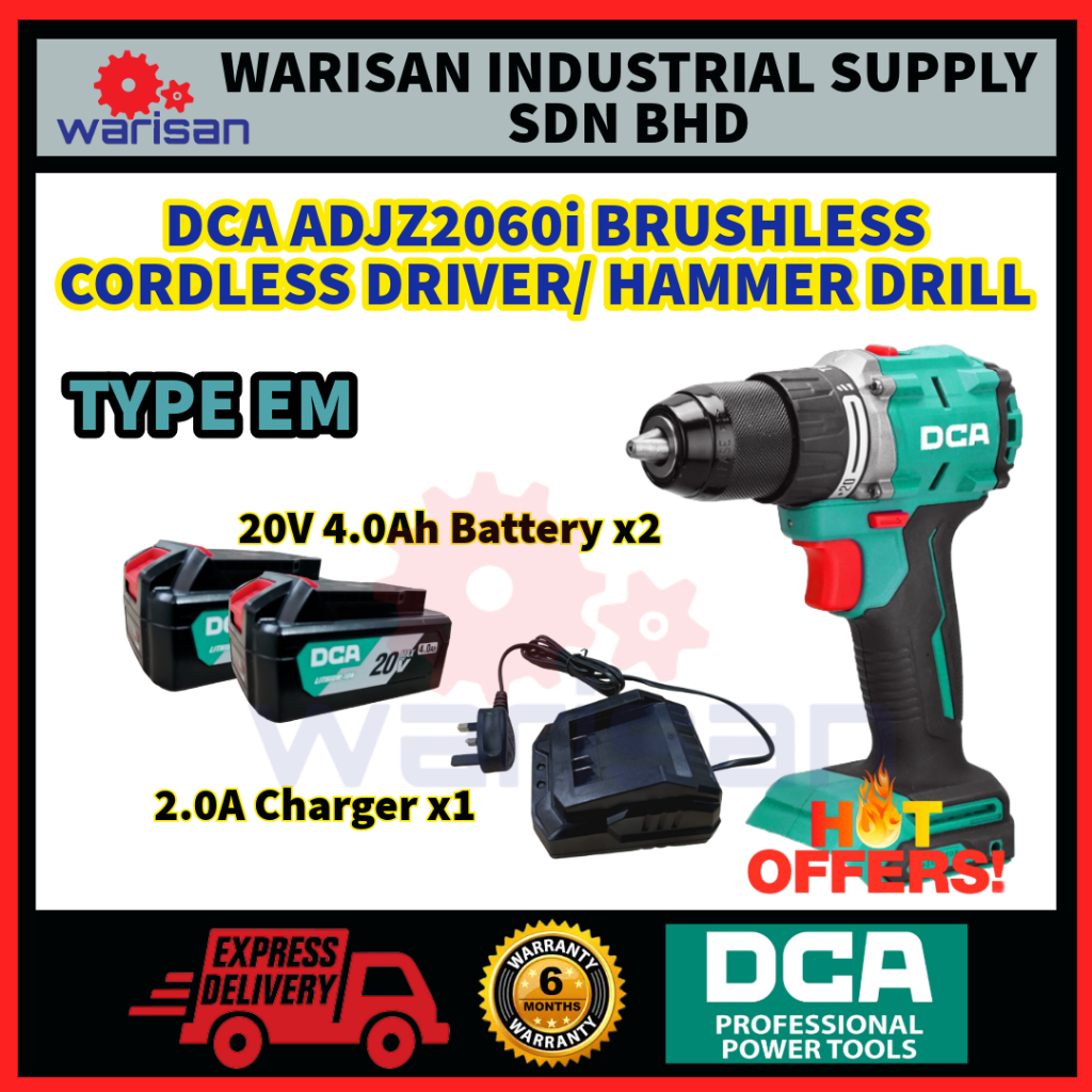 DCA ADJZ2060i 20V Cordless Brushless Driver/Hammer Drill |EM/Baretool | Shopee Malaysia